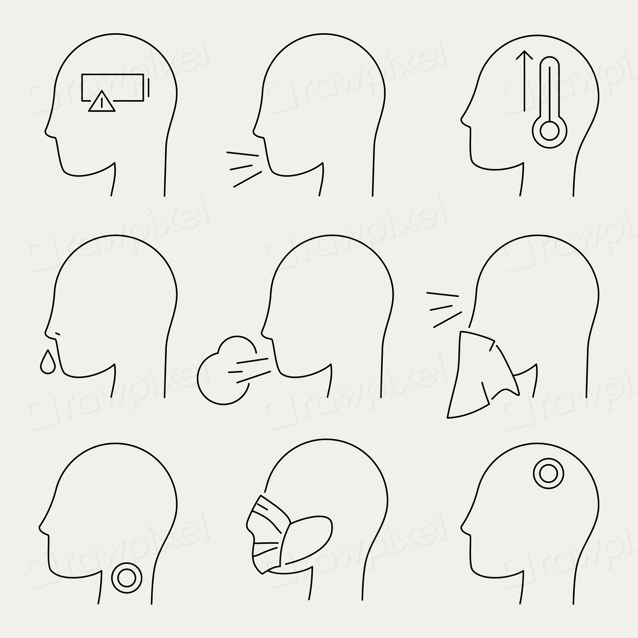 Coronavirus symptoms icon set vector | Free Vector - rawpixel