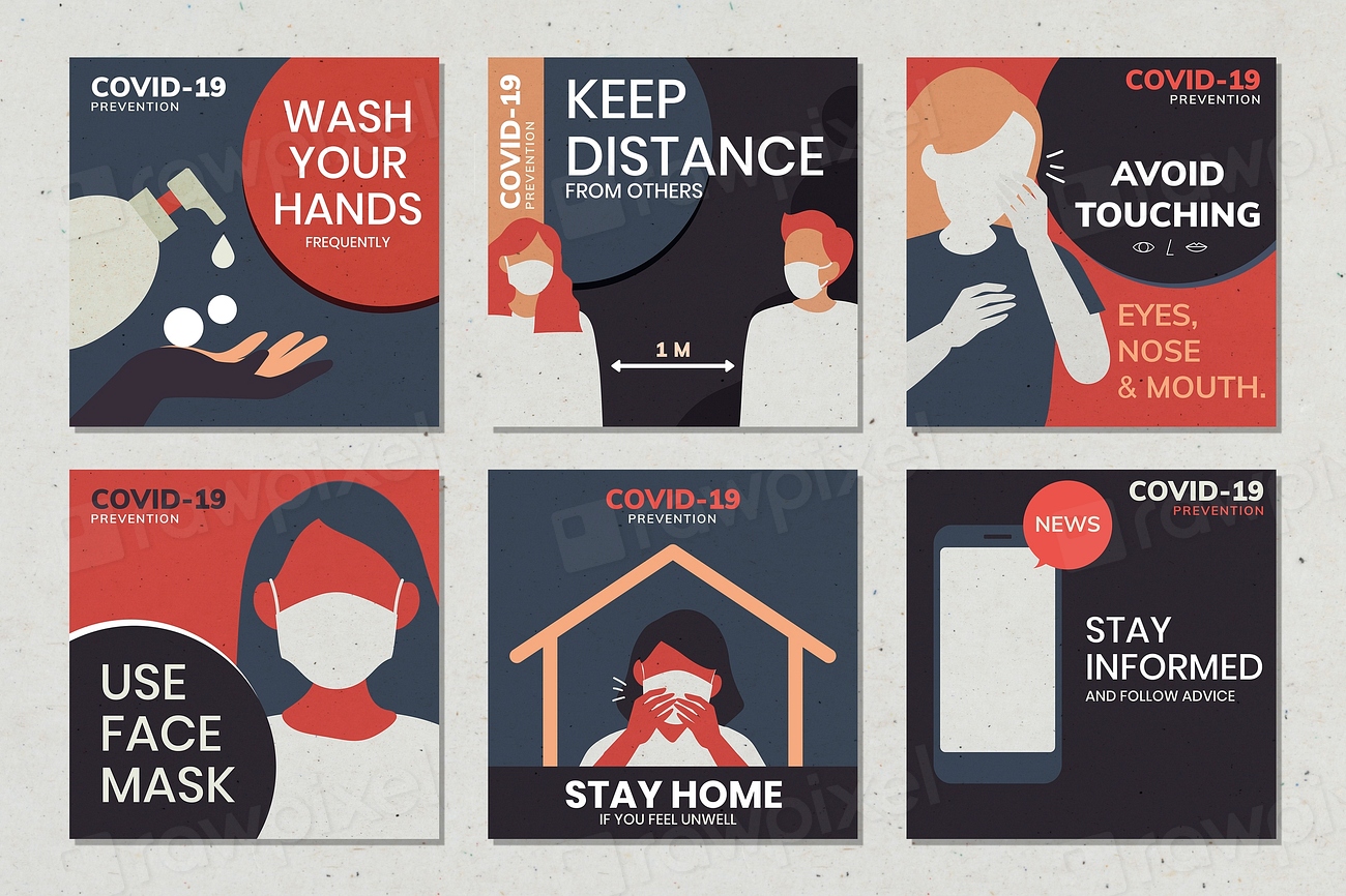 Covid-19 prevention message template set | Free Vector - rawpixel