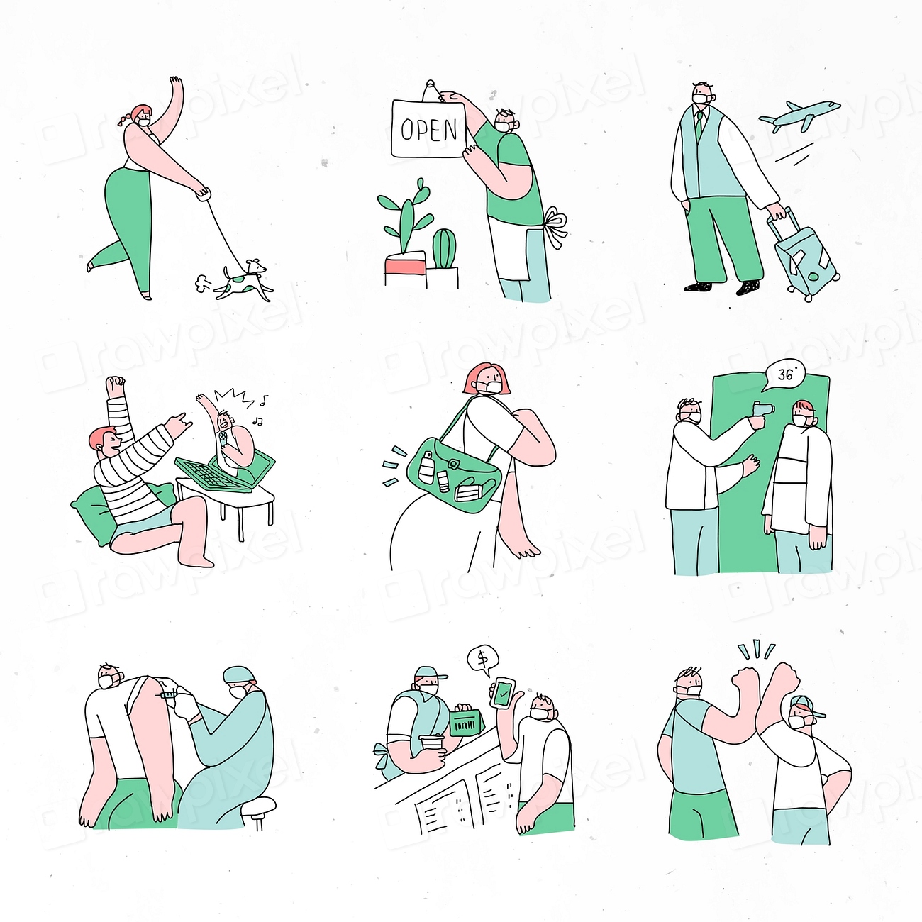 New normal lifestyle vector cute | Free Vector - rawpixel