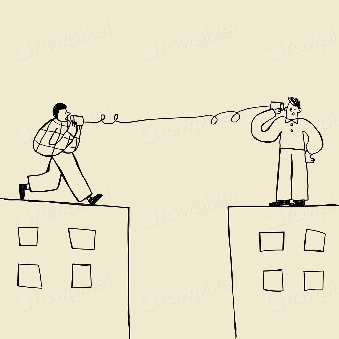 Men talking cup telephone social | Premium Vector Illustration - rawpixel