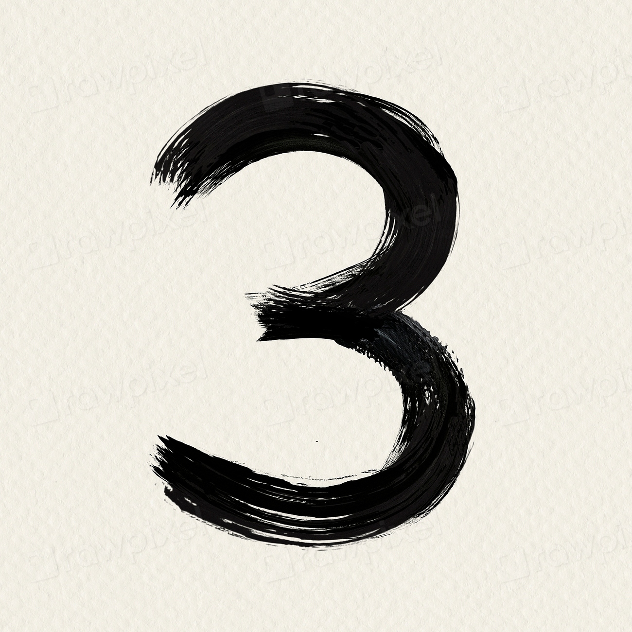 Number 3 brush stroke handwritten | Premium PSD - rawpixel