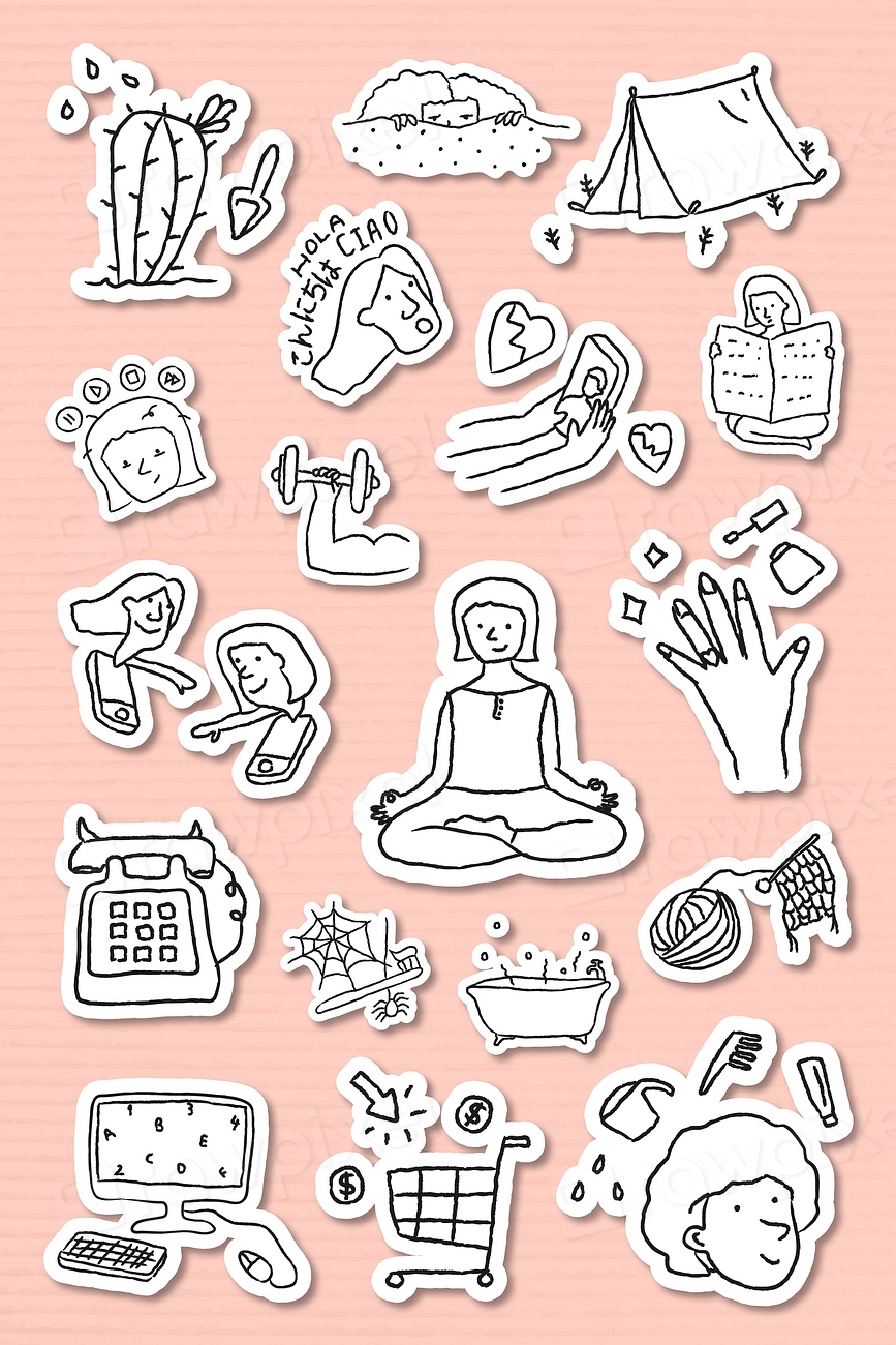 Activities home doodle style sticker | Premium Vector - rawpixel