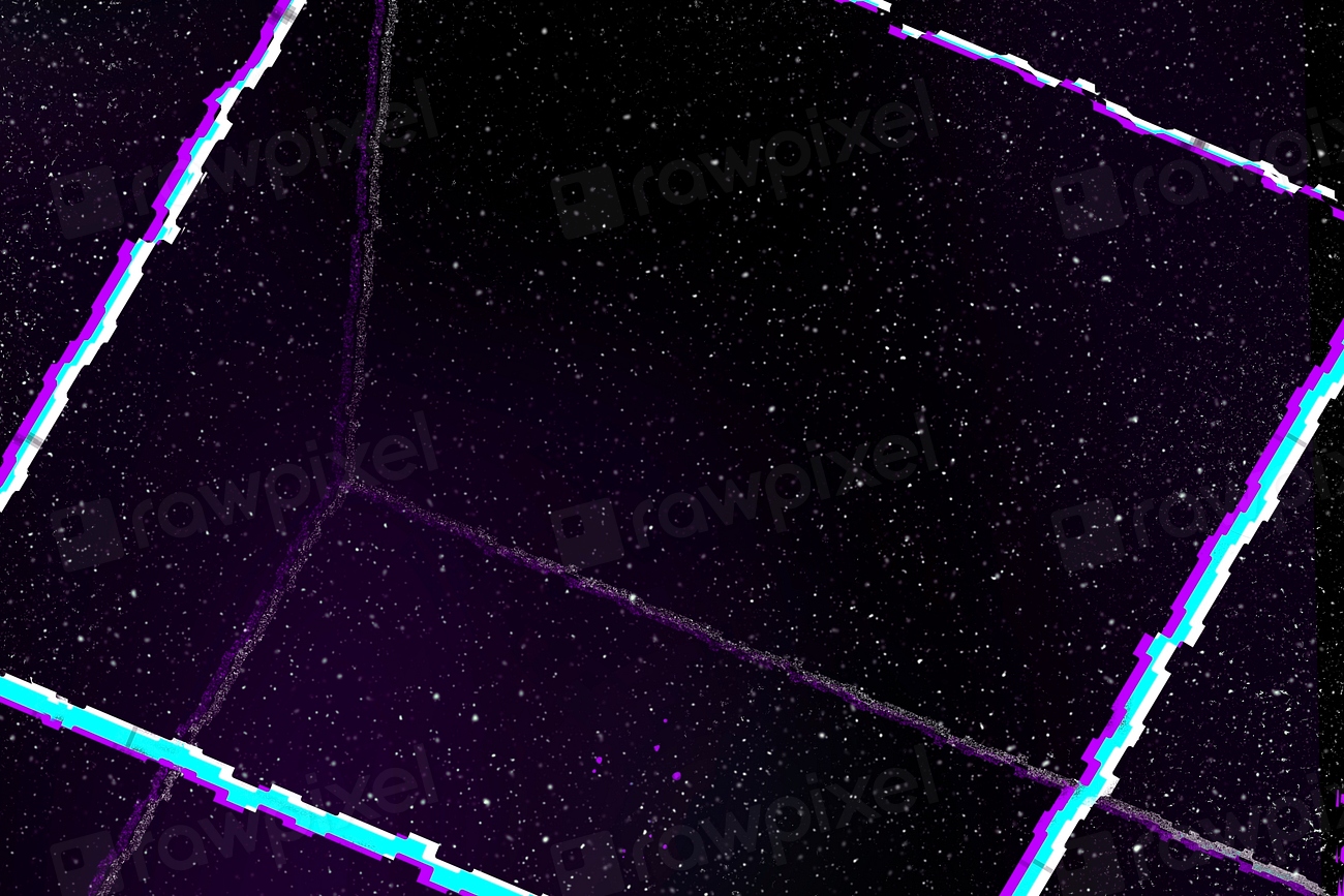 Glitch neon cubic pattern on a galaxy | Free PSD - rawpixel