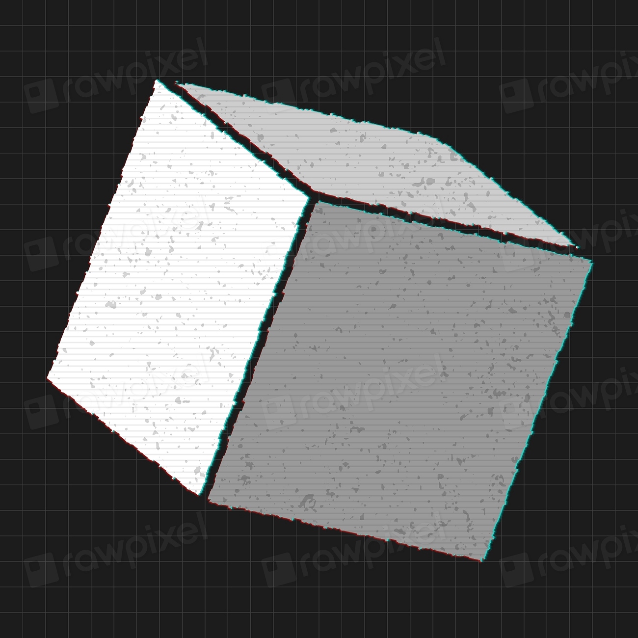 3D geometric cube glitch effect | Premium PSD - rawpixel