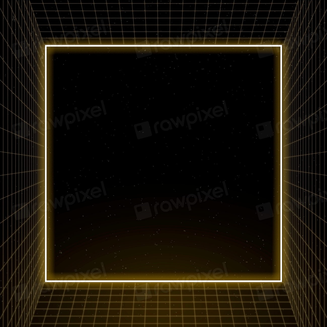 Yellow neon frame 3d grid | Premium PSD - rawpixel