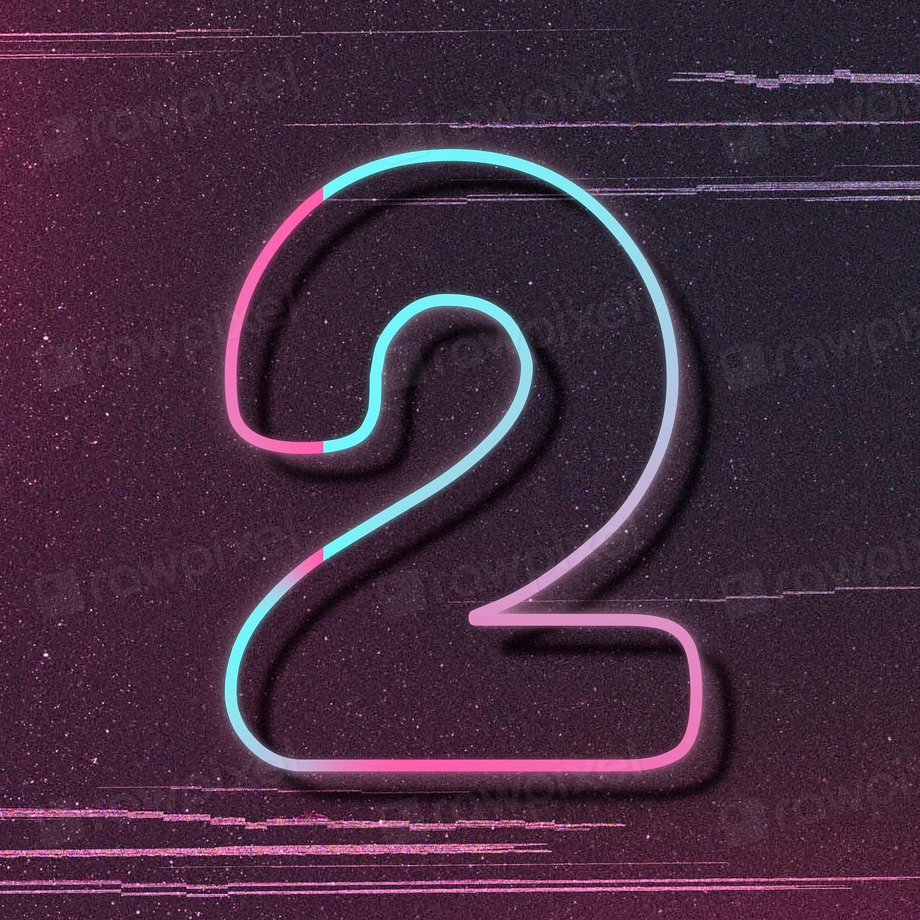 Pink neon glow number 2 | Premium PSD - rawpixel