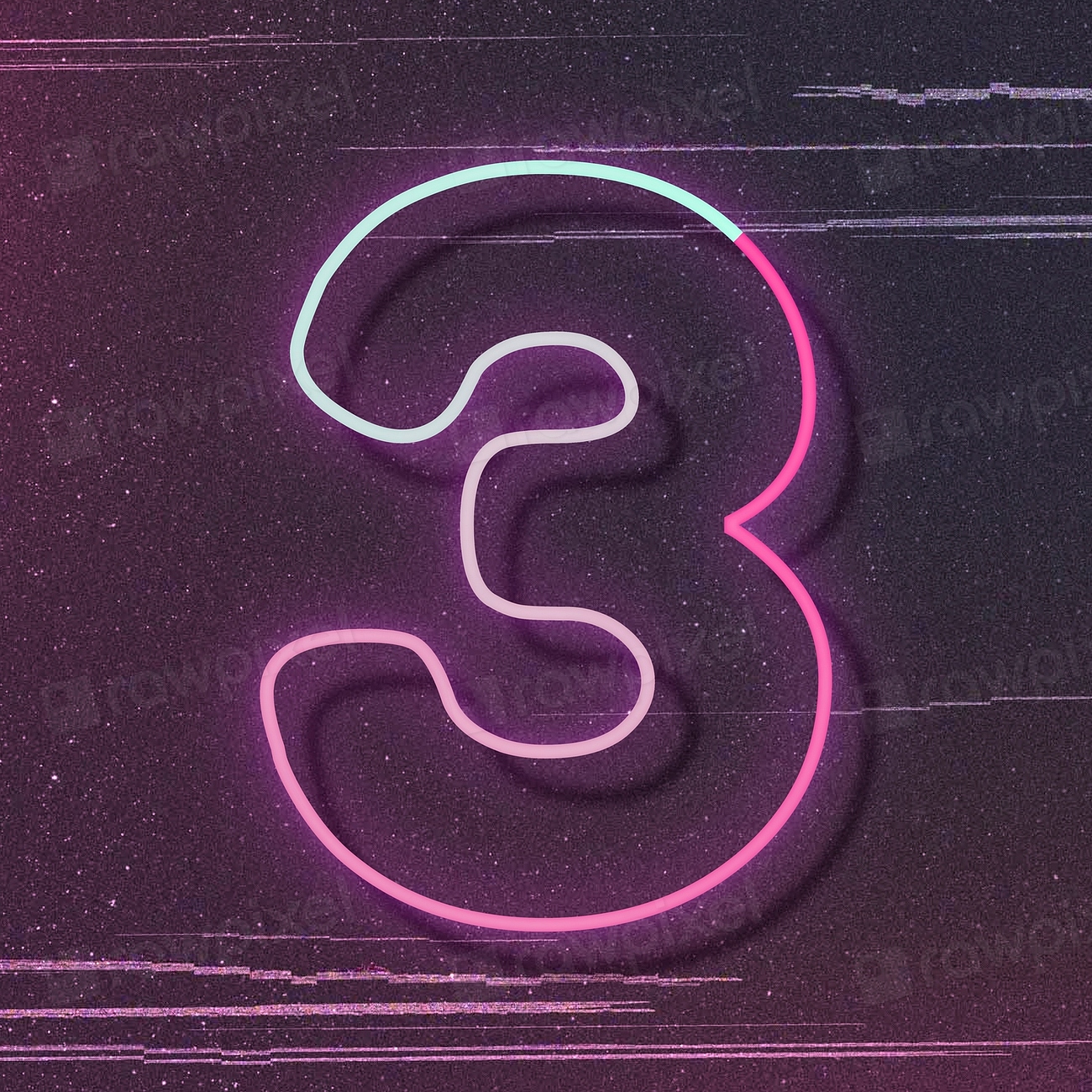 Pink neon glow number 3 | Free Vector - rawpixel