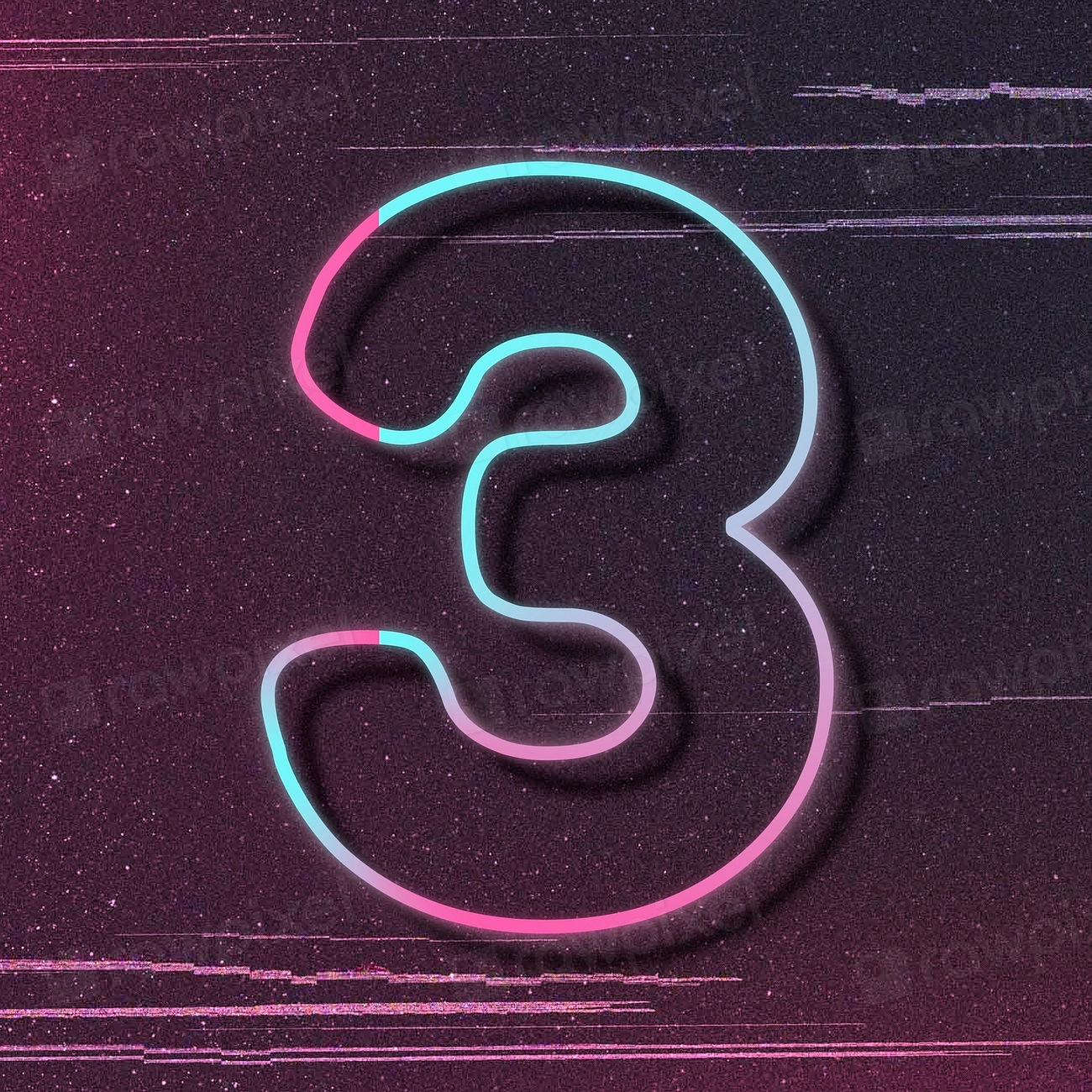 Pink neon glow number 3 | Premium PSD - rawpixel