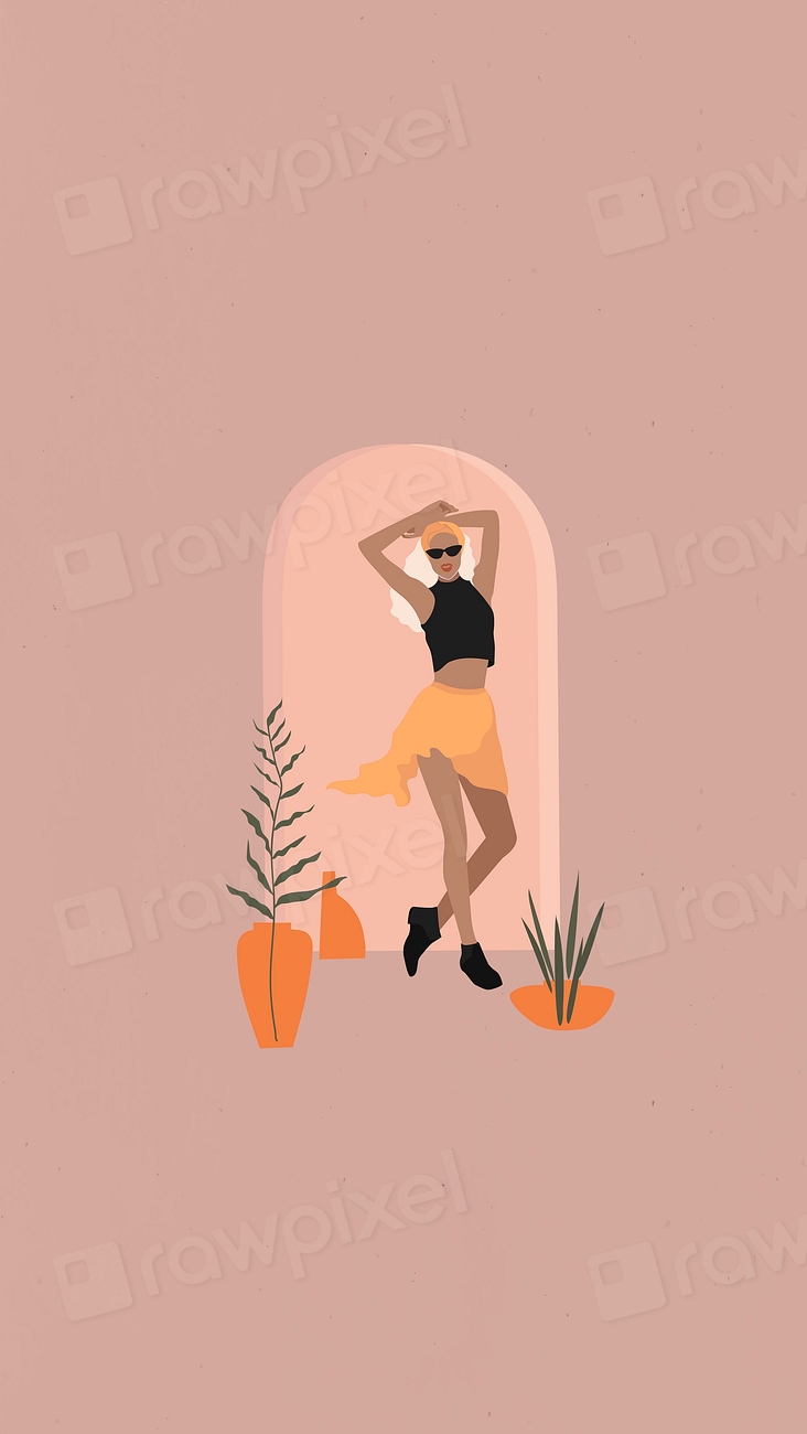 Female fashionista mobile phone wallpaper | Premium PSD - rawpixel