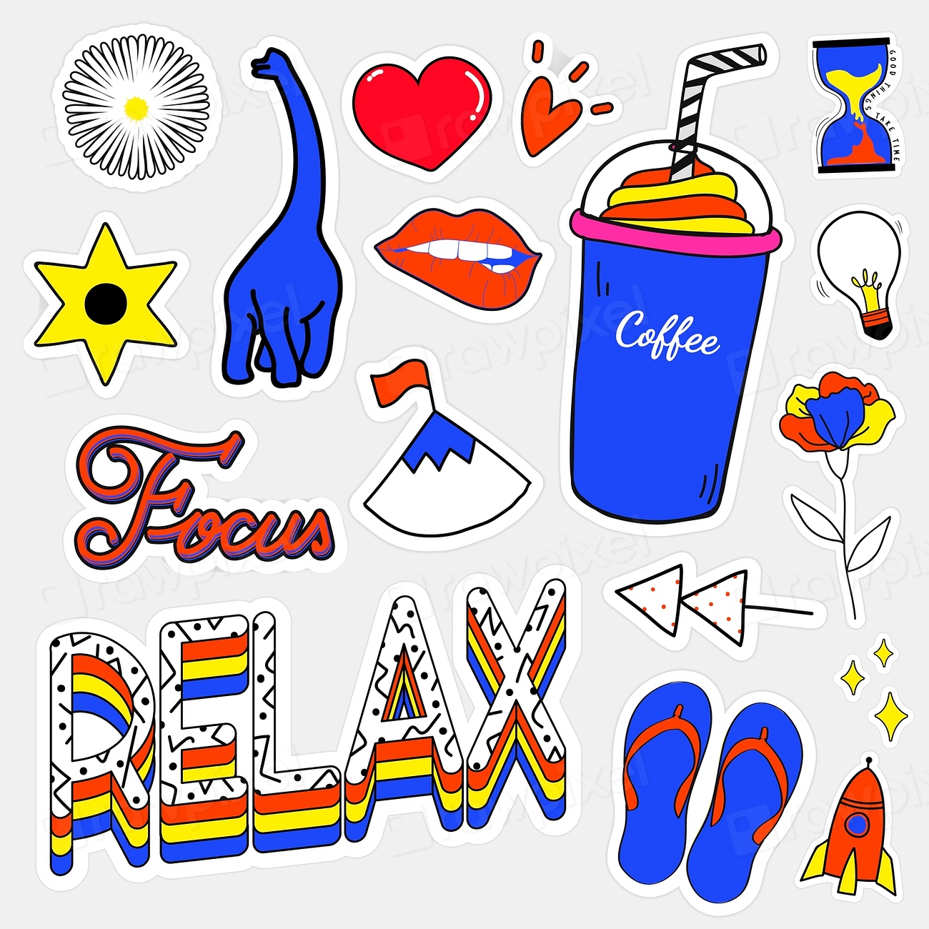 Set of sticker doodle vector | Premium Vector - rawpixel