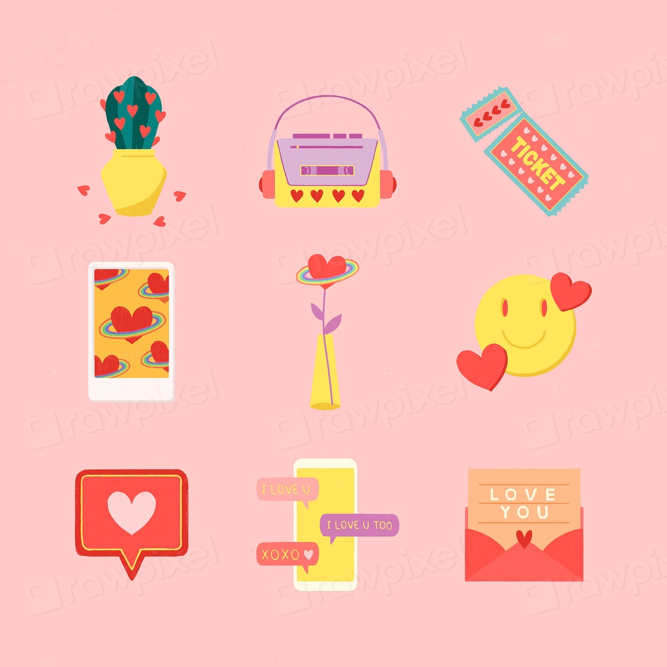 Set of love icon vector | Premium Vector - rawpixel