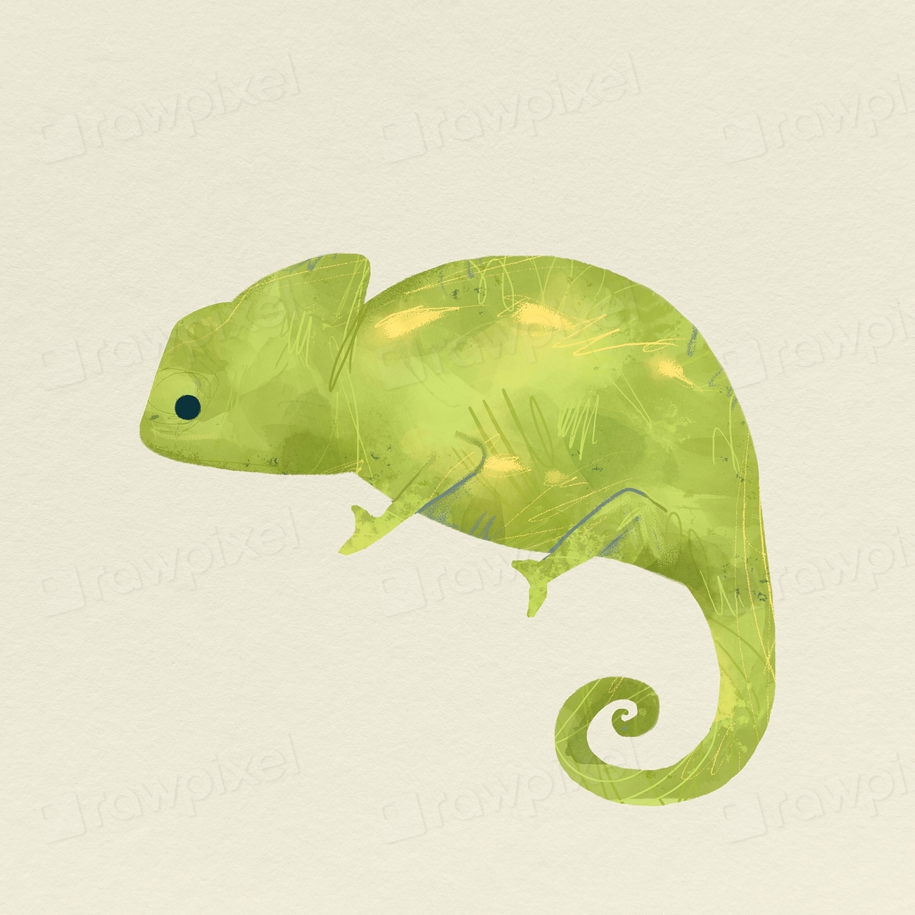 Green Chameleon on a beige | Premium PSD - rawpixel