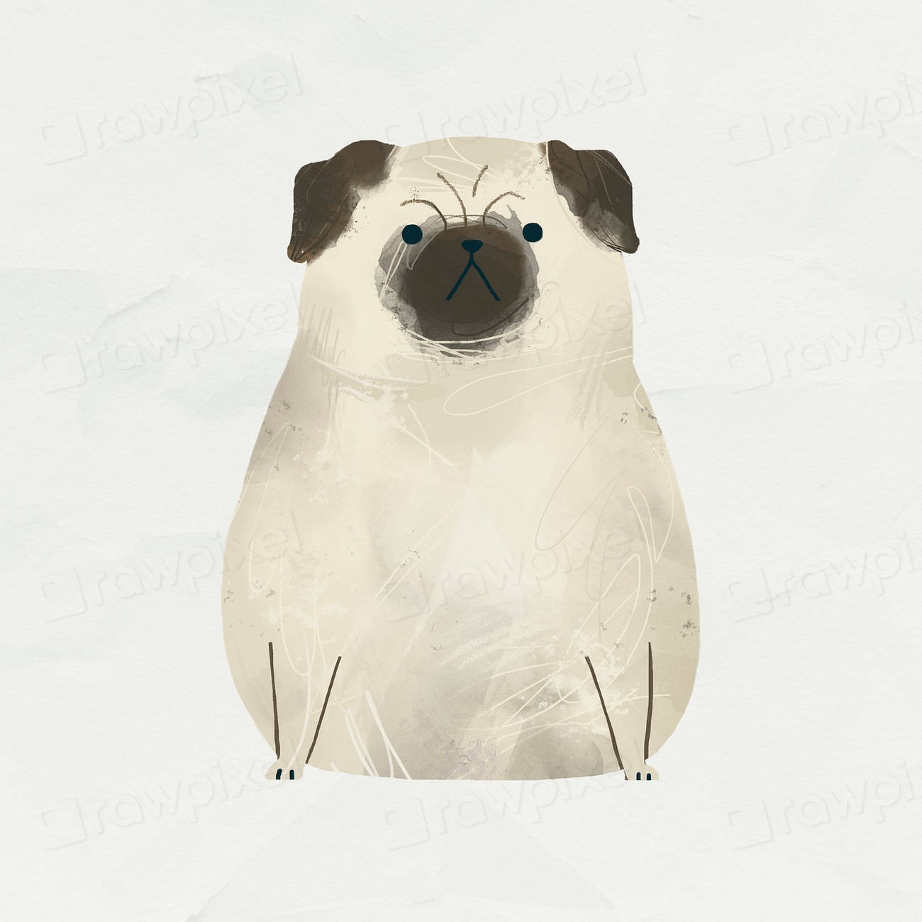 Grumpy pug painting on a white | Premium PSD - rawpixel