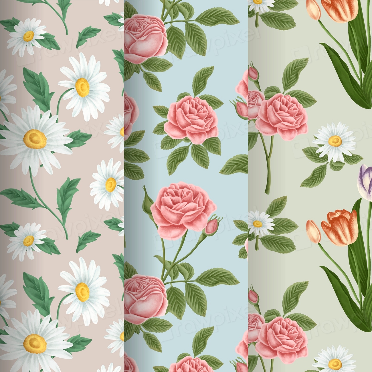 Colorful flowers seamless patterned social | Premium Vector - rawpixel