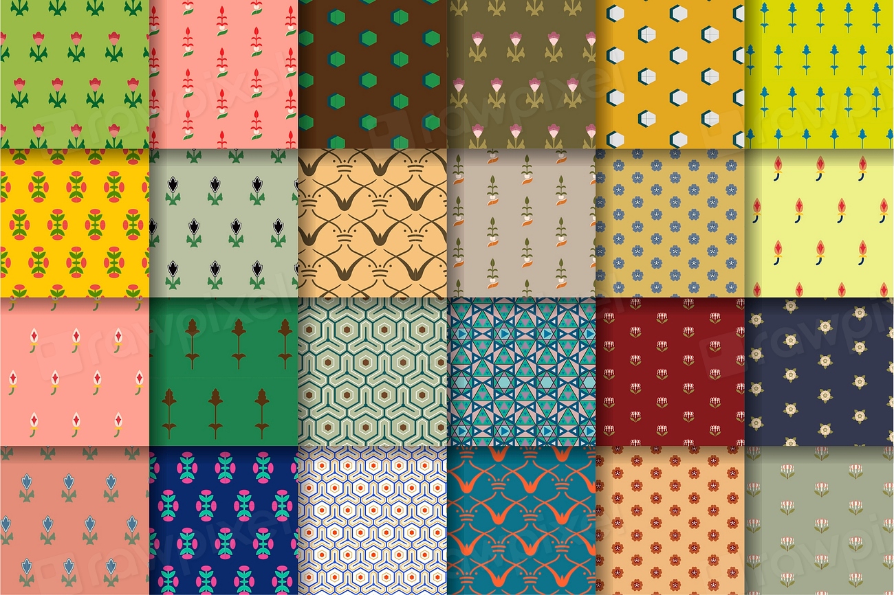 Set 24 vintage patterns inspired | Premium Vector - rawpixel