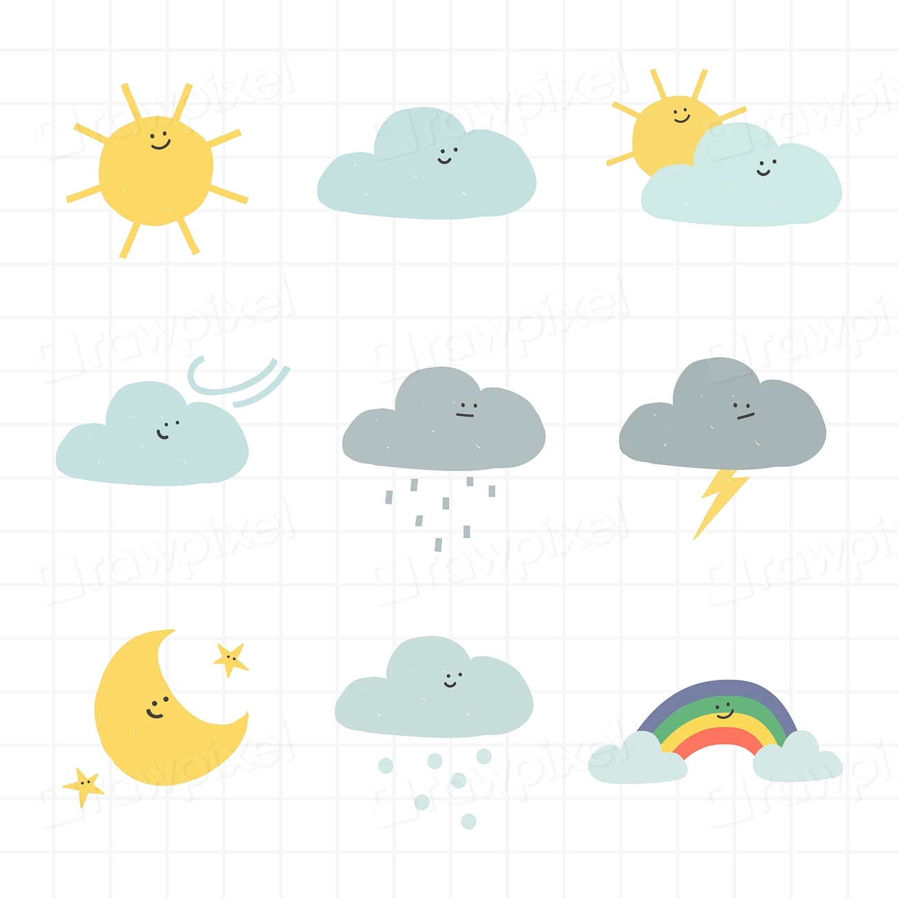 Clouds weather vector sticker smiling | Premium Vector - rawpixel