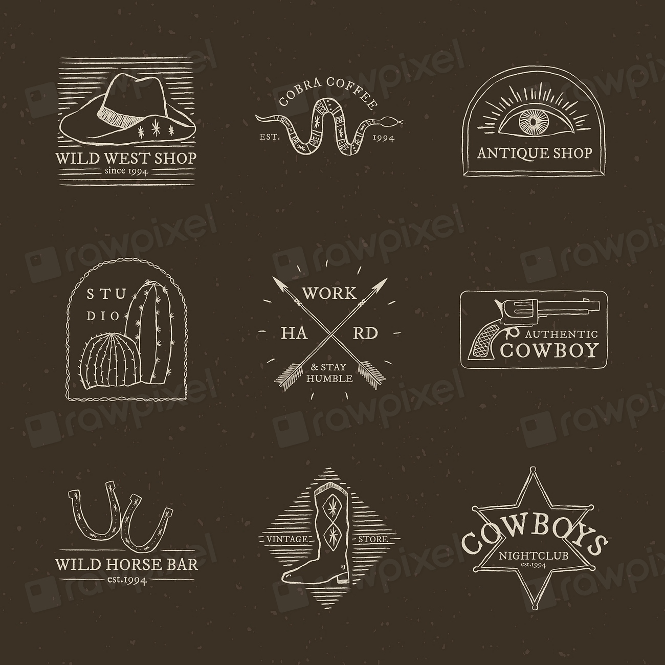 Cowboy themed logo psd collection | Premium PSD - rawpixel
