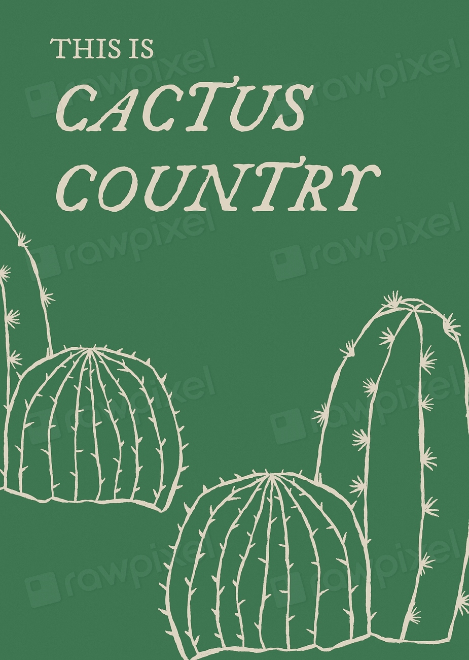 Cactus poster template psd hand | Premium PSD Template - rawpixel
