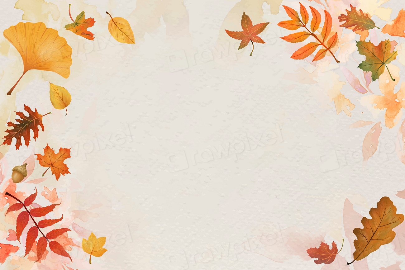 Autumn leaves beige background vector | Premium Vector - rawpixel