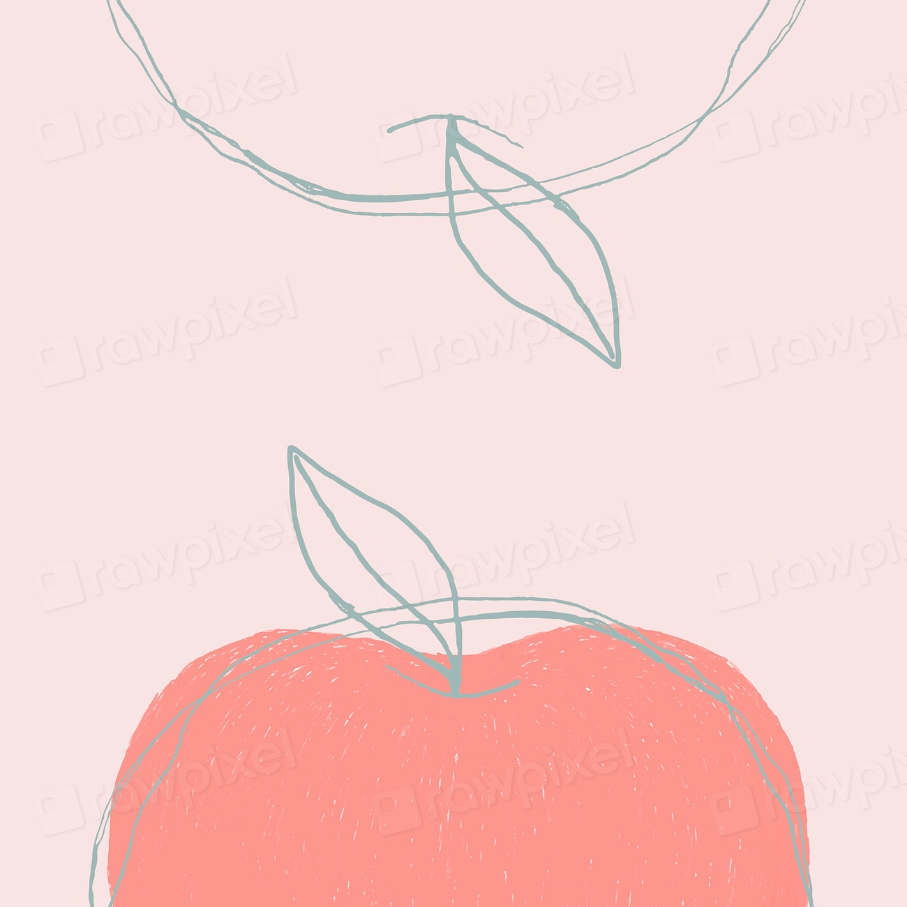 Fruit doodle pink apple vector | Free Vector - rawpixel