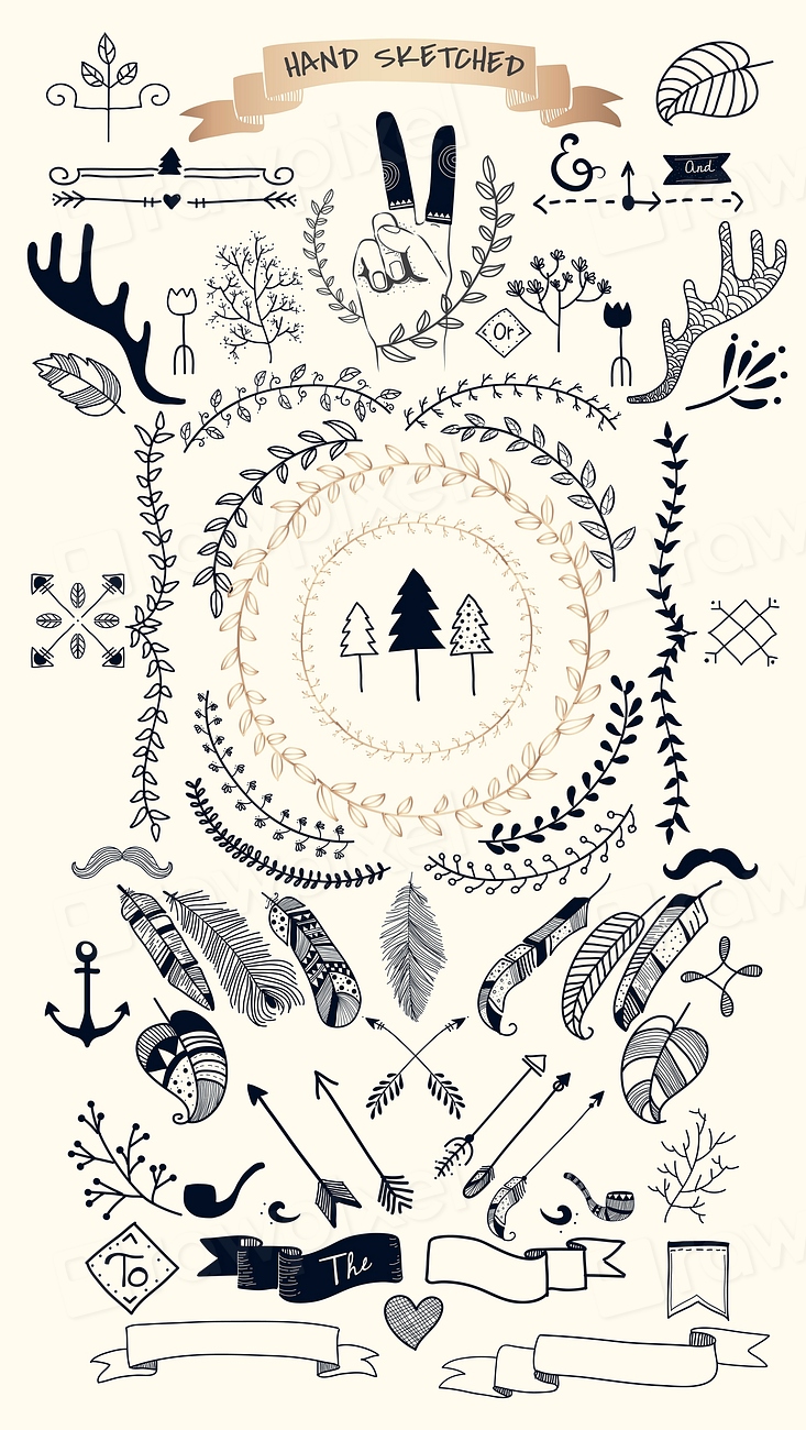 Hand drawn boho doodle element | Free Vector - rawpixel