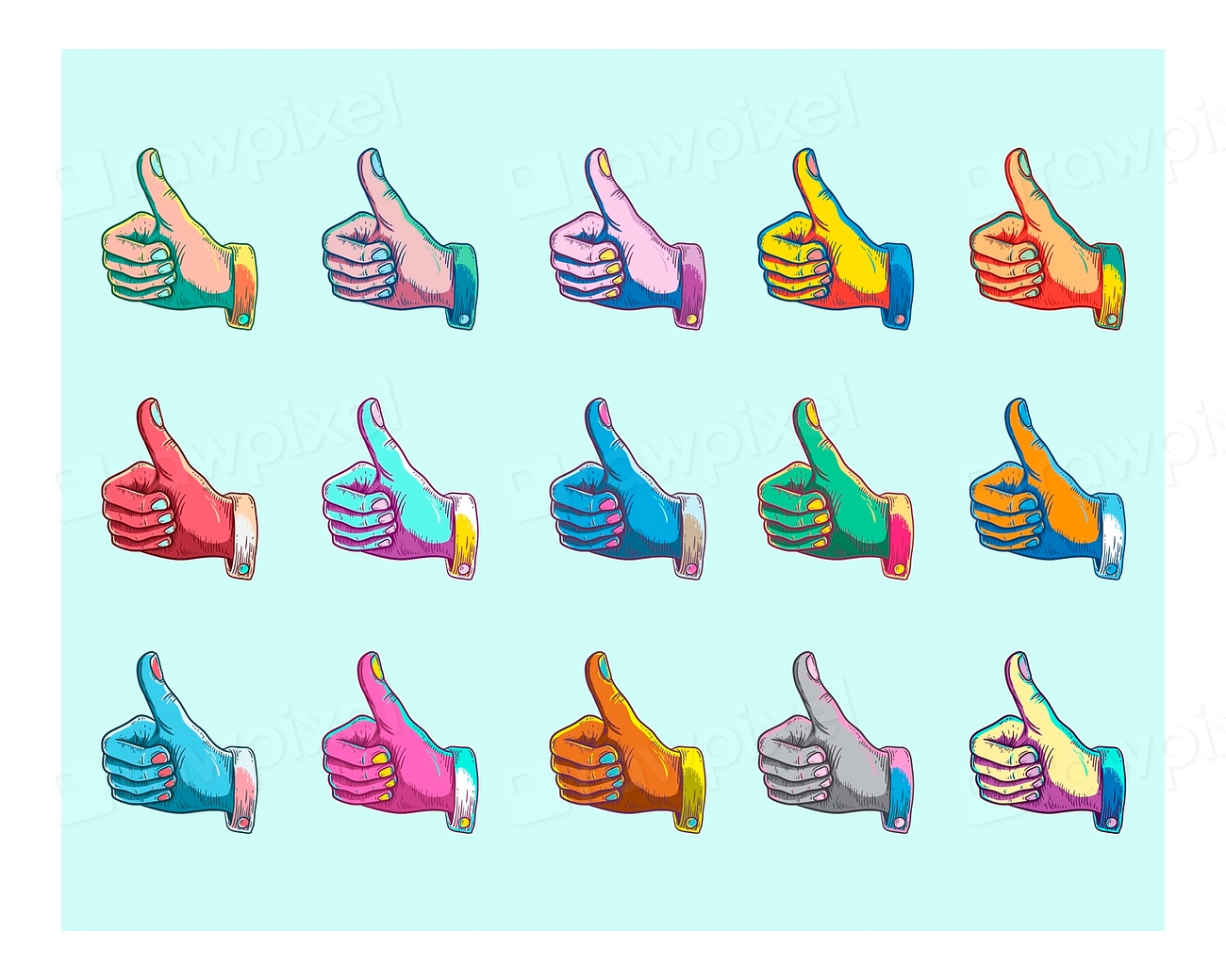 Thumbs illustration set wall art | Premium Photo - rawpixel