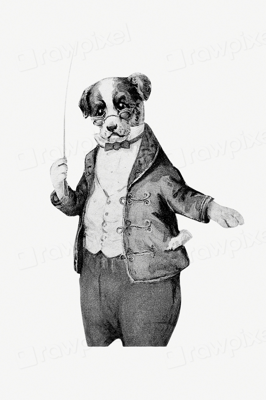 Vintage monochrome dog conductor design | Premium PSD - rawpixel