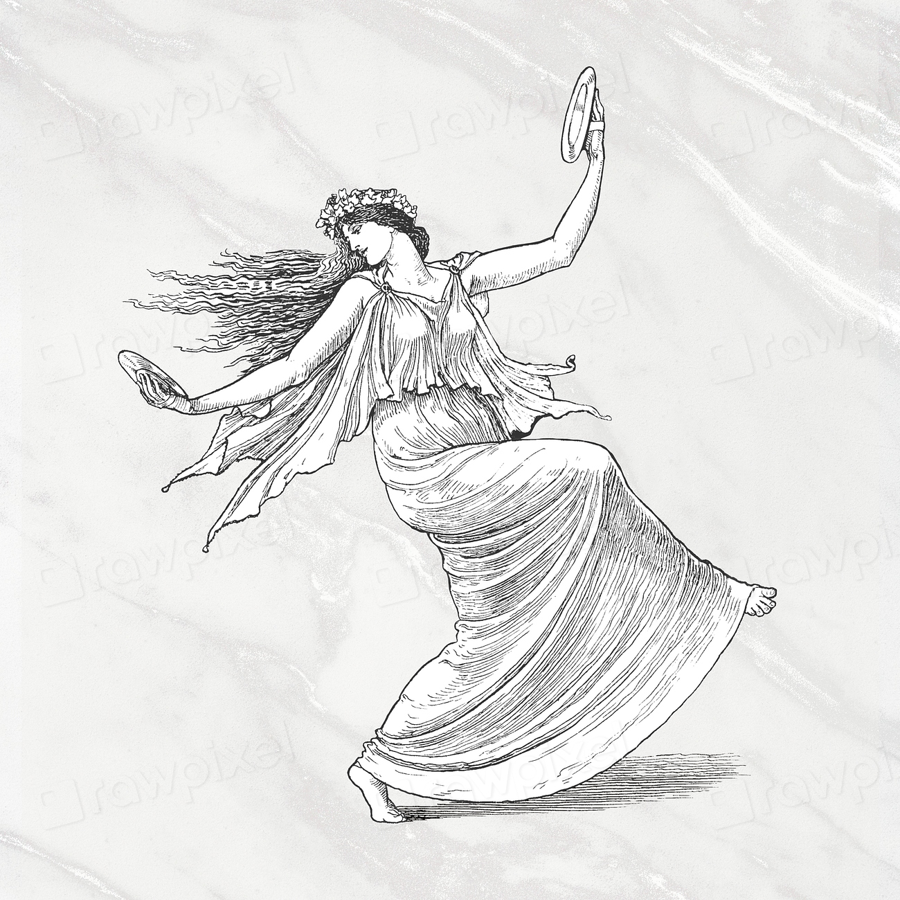 Dancing nymph with marble background | Premium PSD - rawpixel