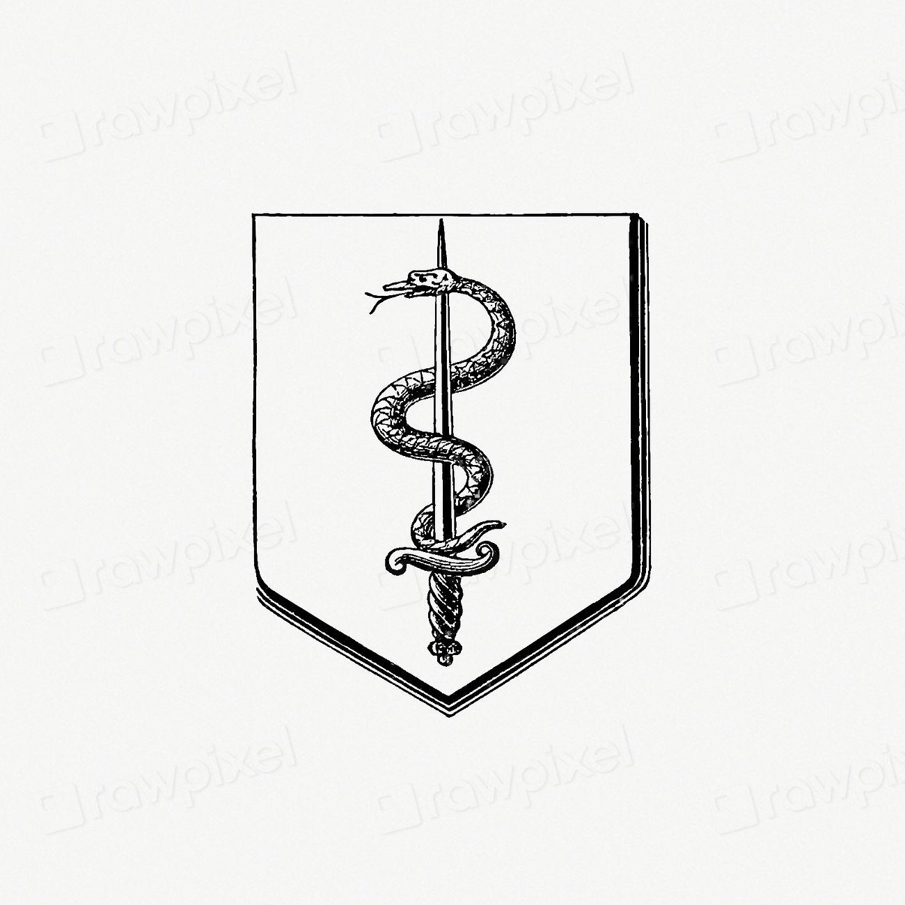 Snake and sword shield, heraldic | Free Photo Illustration - rawpixel