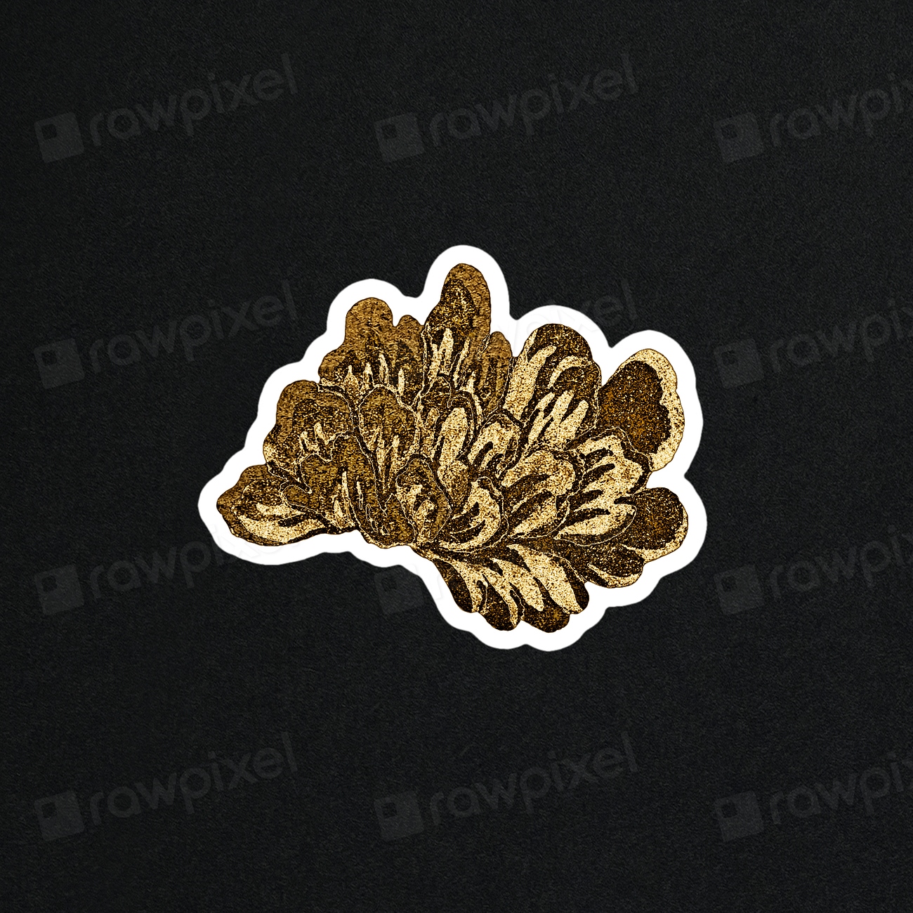 Vintage gold blooming flower sticker | Premium PSD - rawpixel
