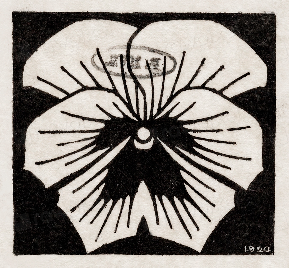 Woodcut flower (1920) Julie de | Free Photo Illustration - rawpixel
