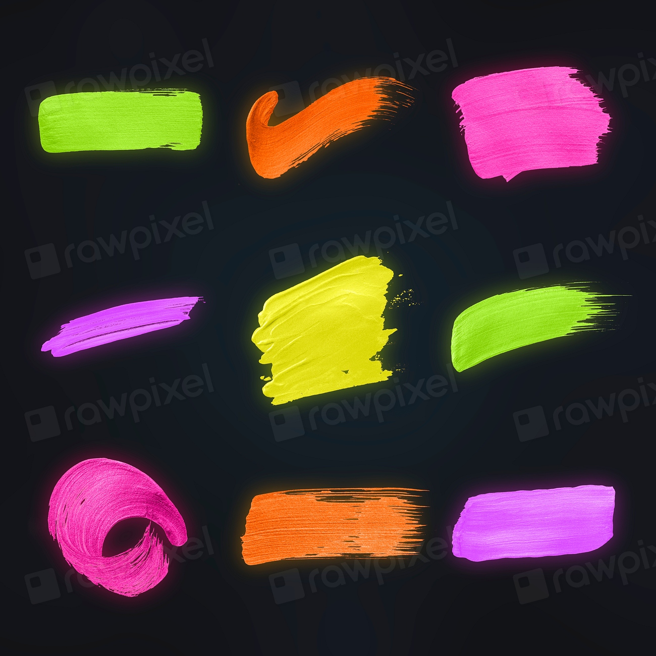 Set of colorful brush stroke | Premium PSD - rawpixel