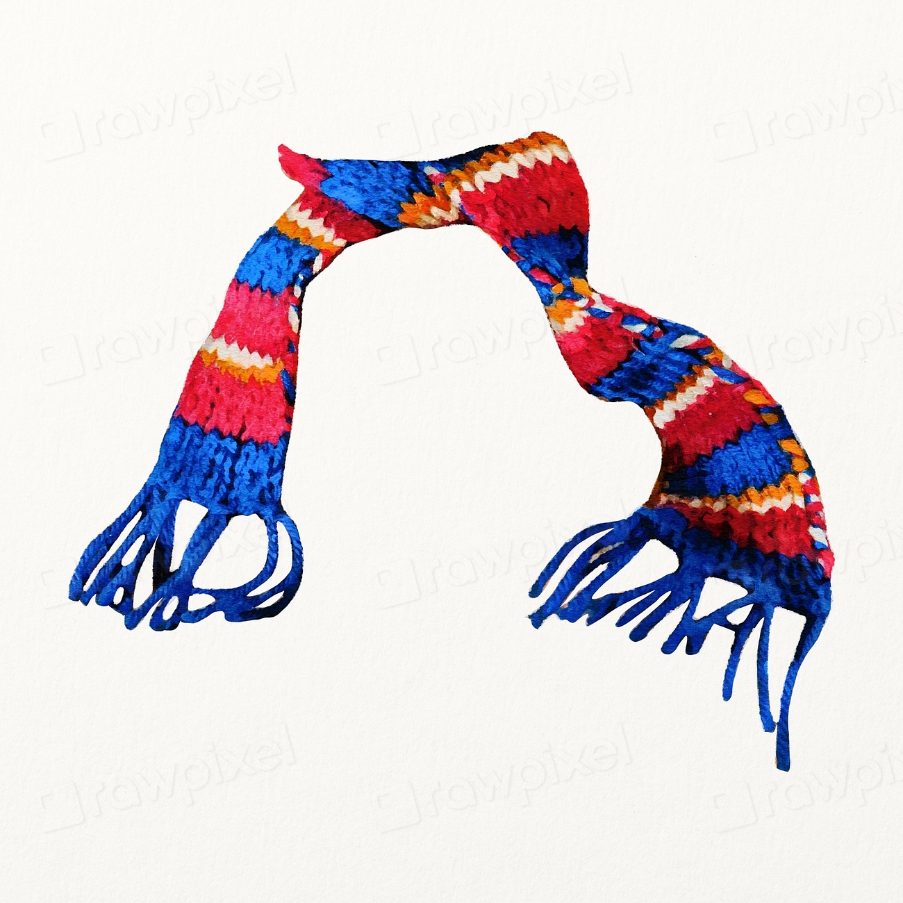 Blue & red scarf illustration | Free Photo Illustration - rawpixel