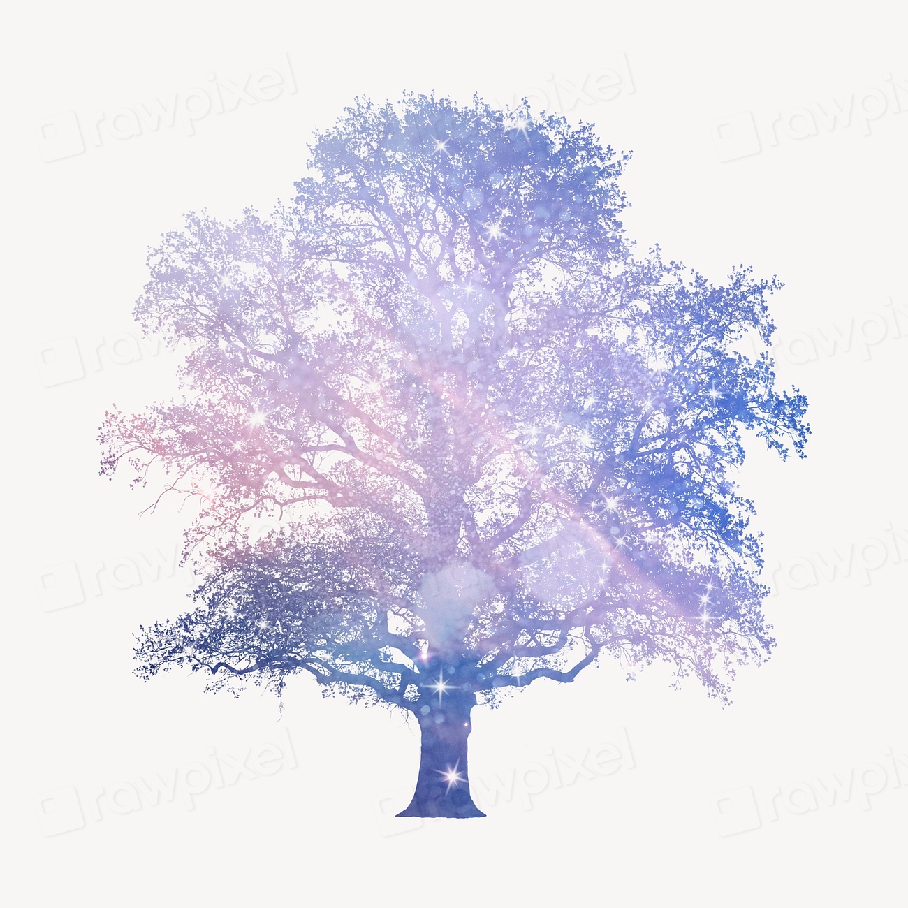Aesthetic holographic tree isolated white, | Premium PSD - rawpixel