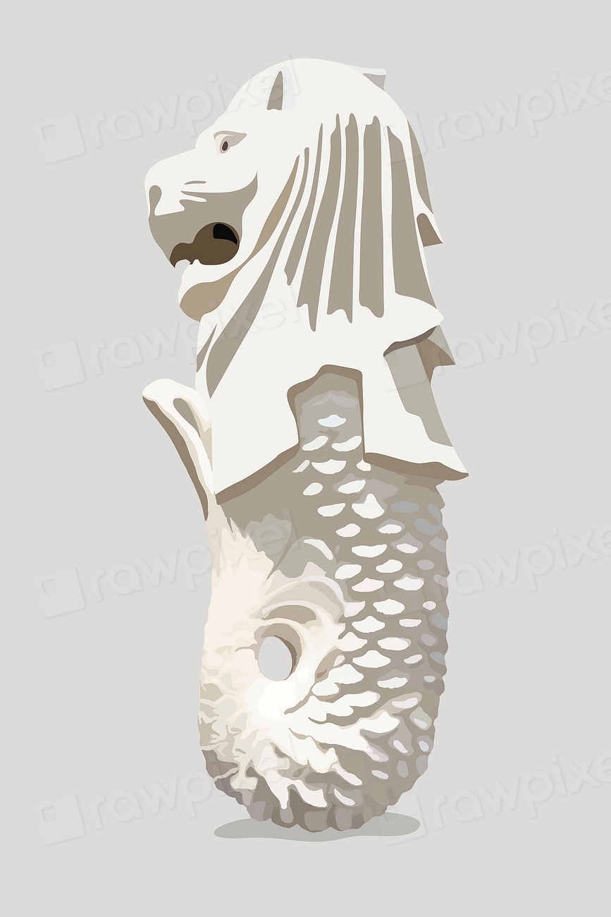 Merlion watercolor illustration, Singapore's famous | Premium Vector ...