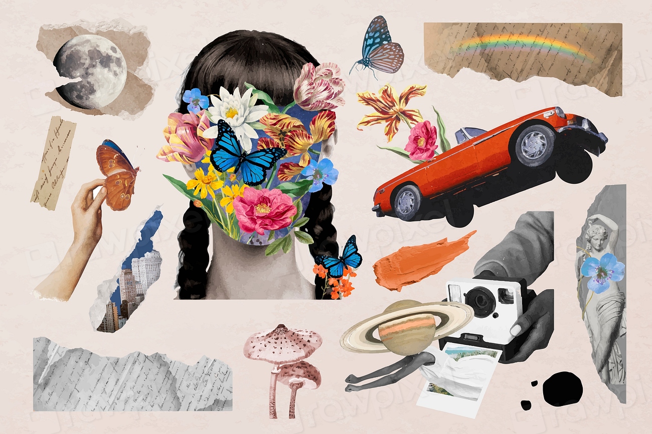 Aesthetic collage sticker, retro futurism | Premium Vector - rawpixel