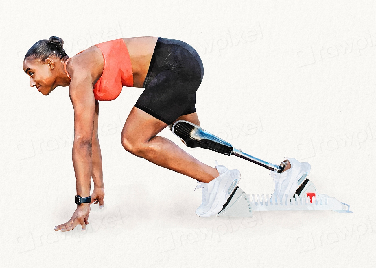 Woman amputee athlete, paralympic sport, | Premium Photo Illustration ...