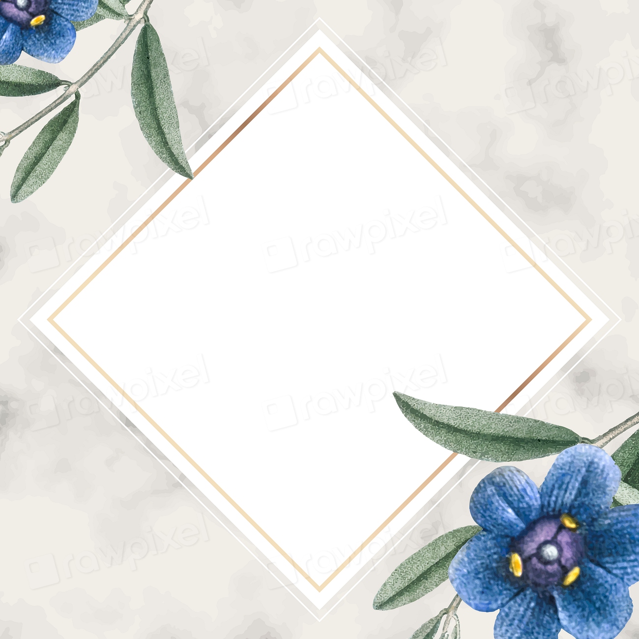 Golden floral rhombus frame vector | Premium Vector - rawpixel