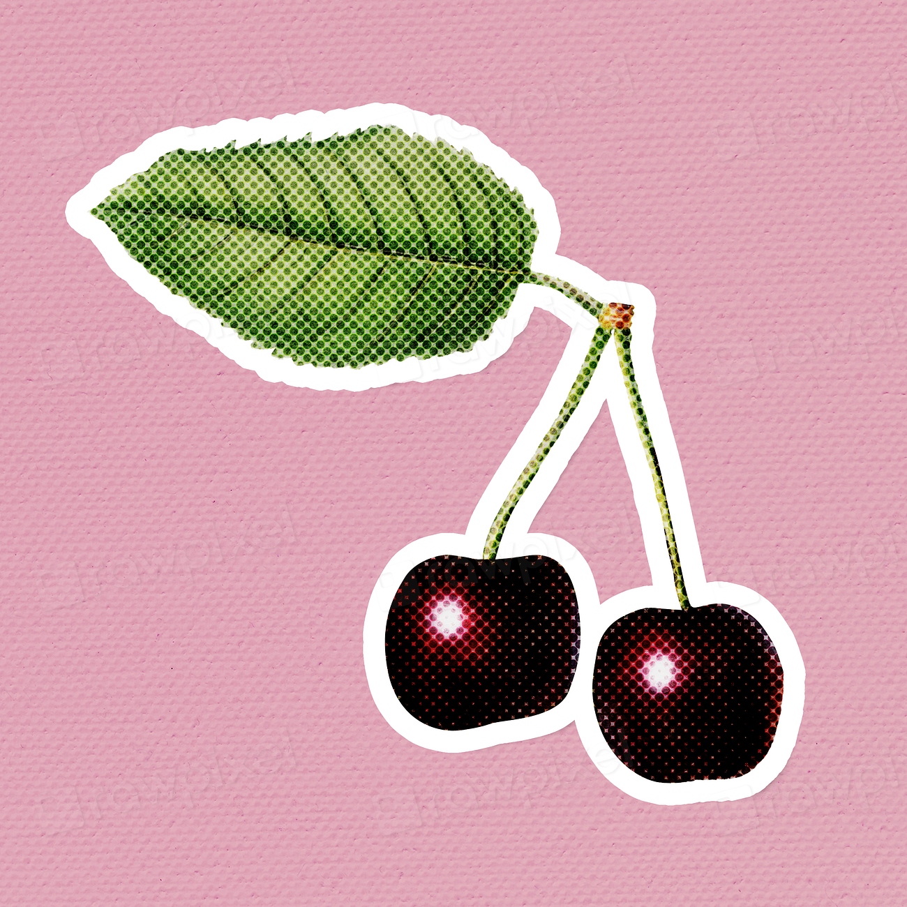 Halftone black cherry sticker with a white | Free PSD - rawpixel