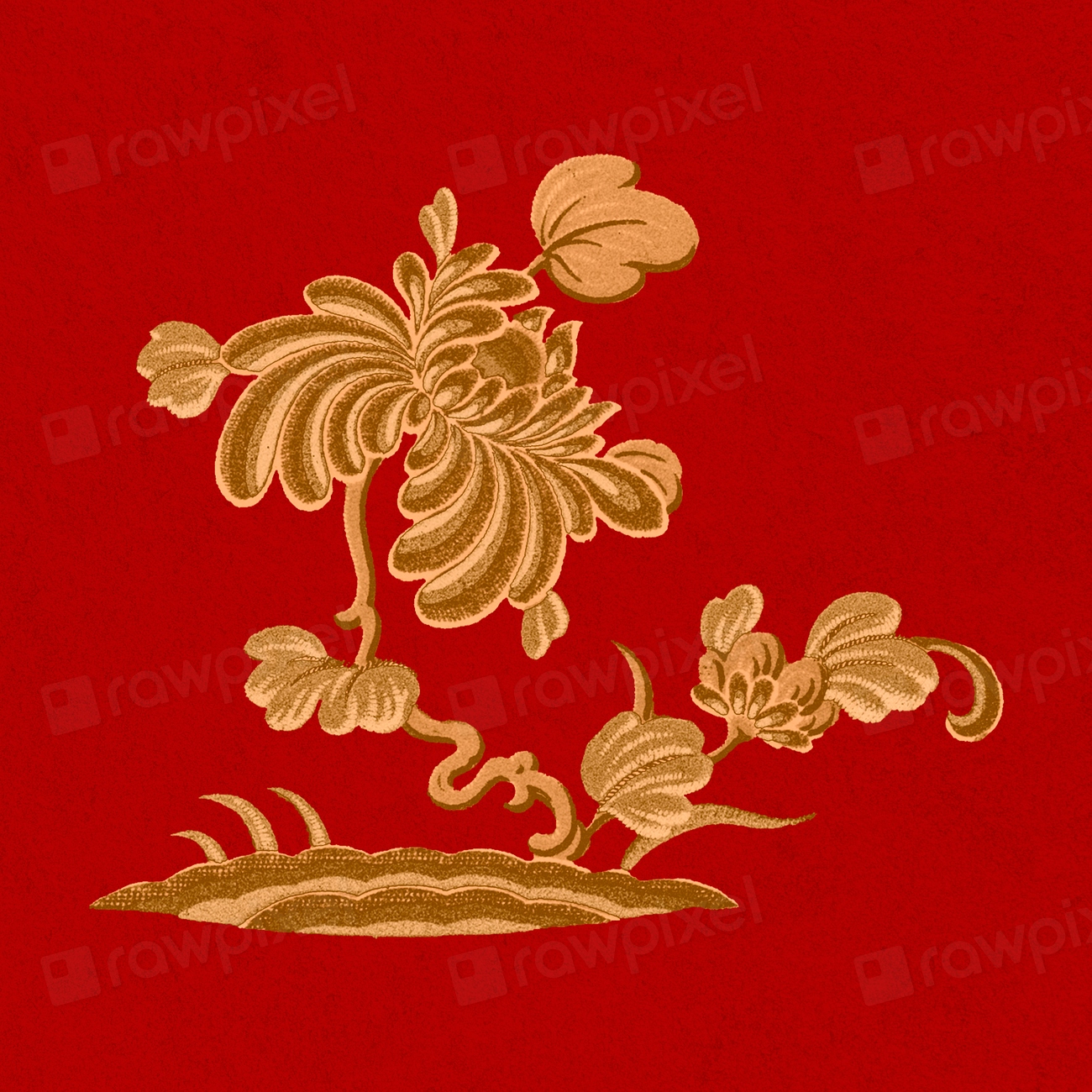 Gold red Chinese art flower | Premium Photo - rawpixel