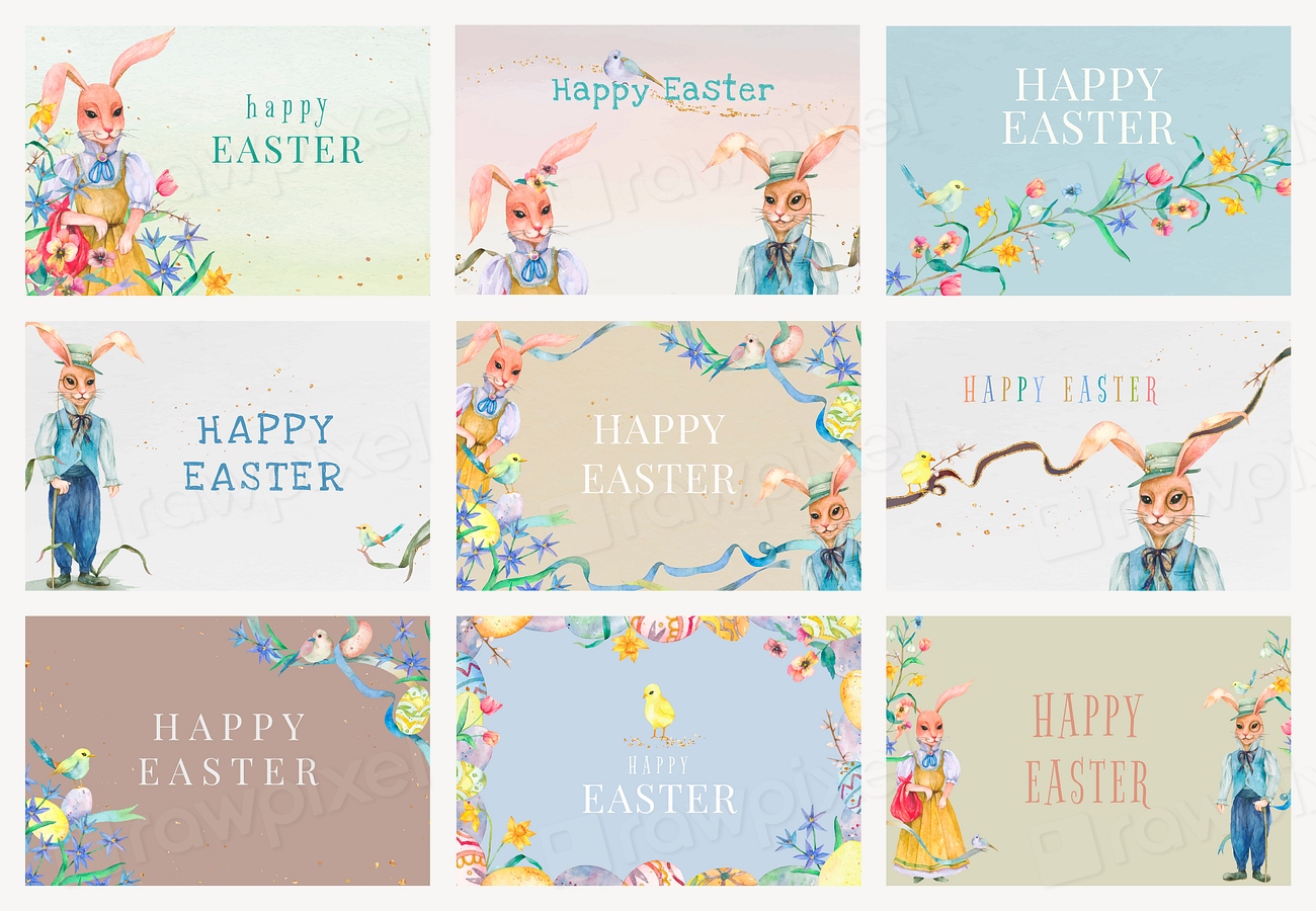 Editable Happy Easter templates psd | Premium PSD - rawpixel
