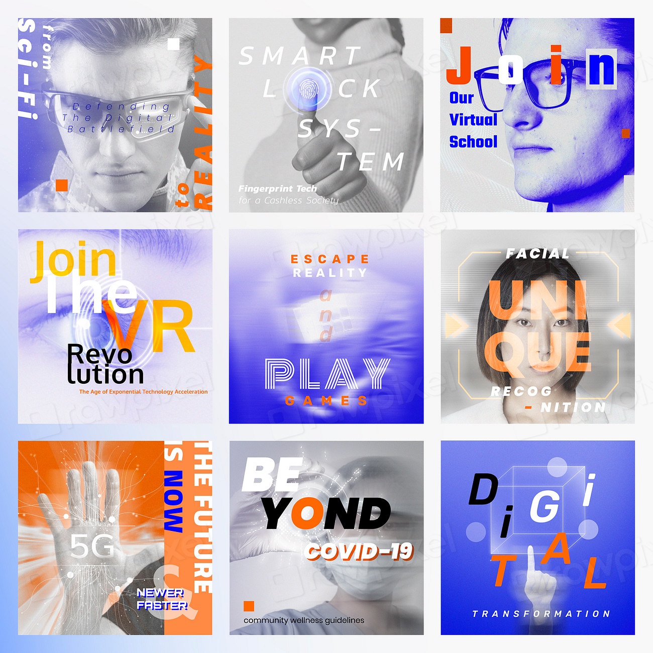 Futuristic technology editable template set | Premium PSD - rawpixel