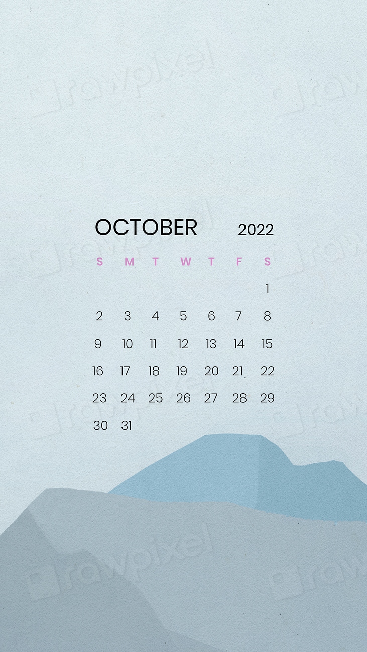 Mountain October monthly calendar iPhone | Premium PSD - rawpixel