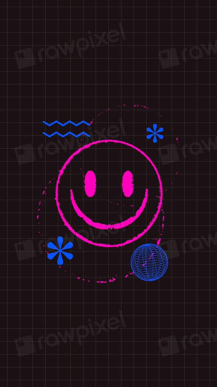 Smiley face mobile wallpaper, neon | Free Photo - rawpixel