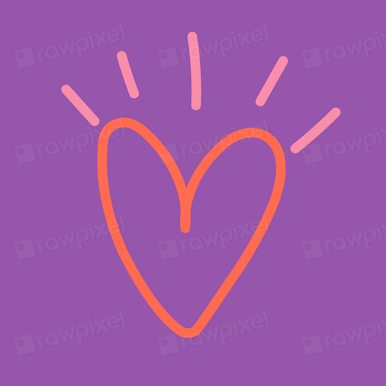 Orange heart doodle sticker, cute | Premium PSD - rawpixel