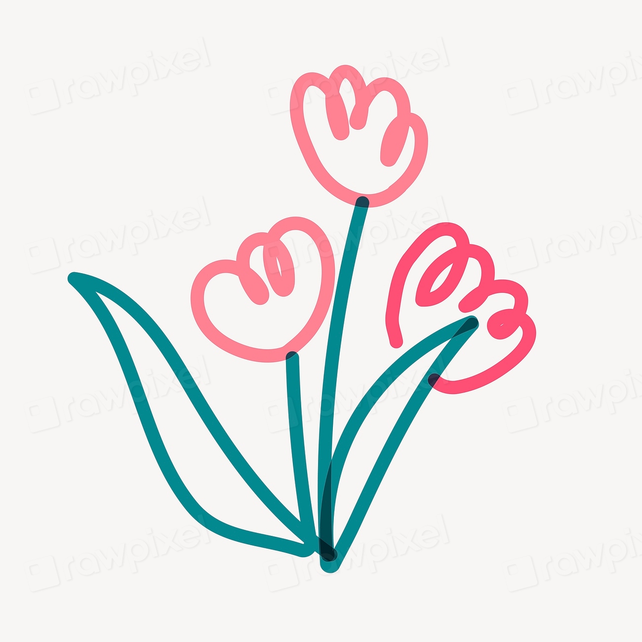 Tulip flower doodle clipart, pink | Free Photo Illustration - rawpixel