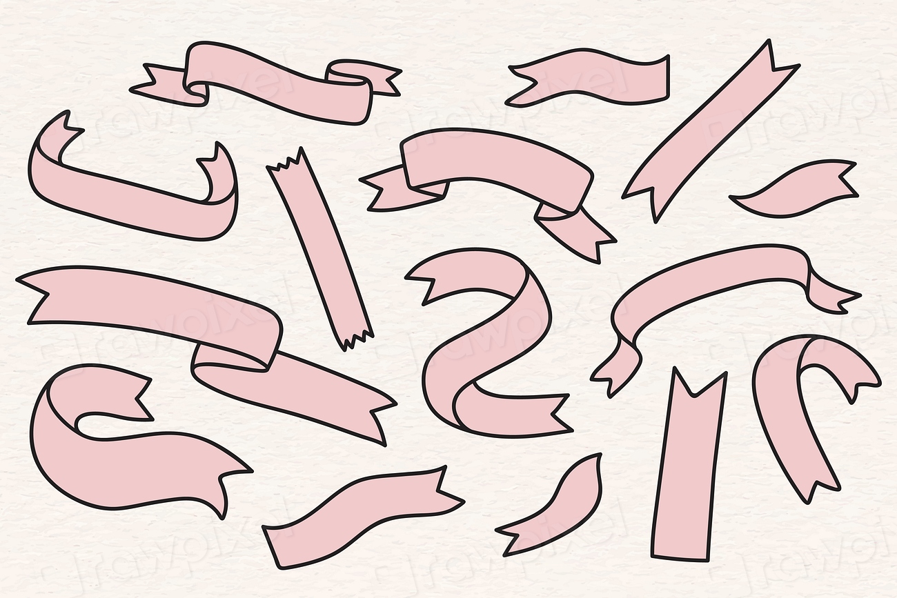 Hand drawn ribbon collection vector | Free Vector - rawpixel