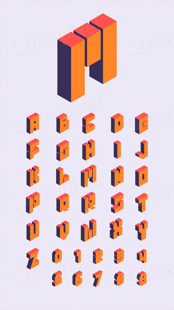 Isometric Alphabet With Number Vector Premium Vector Rawpixel