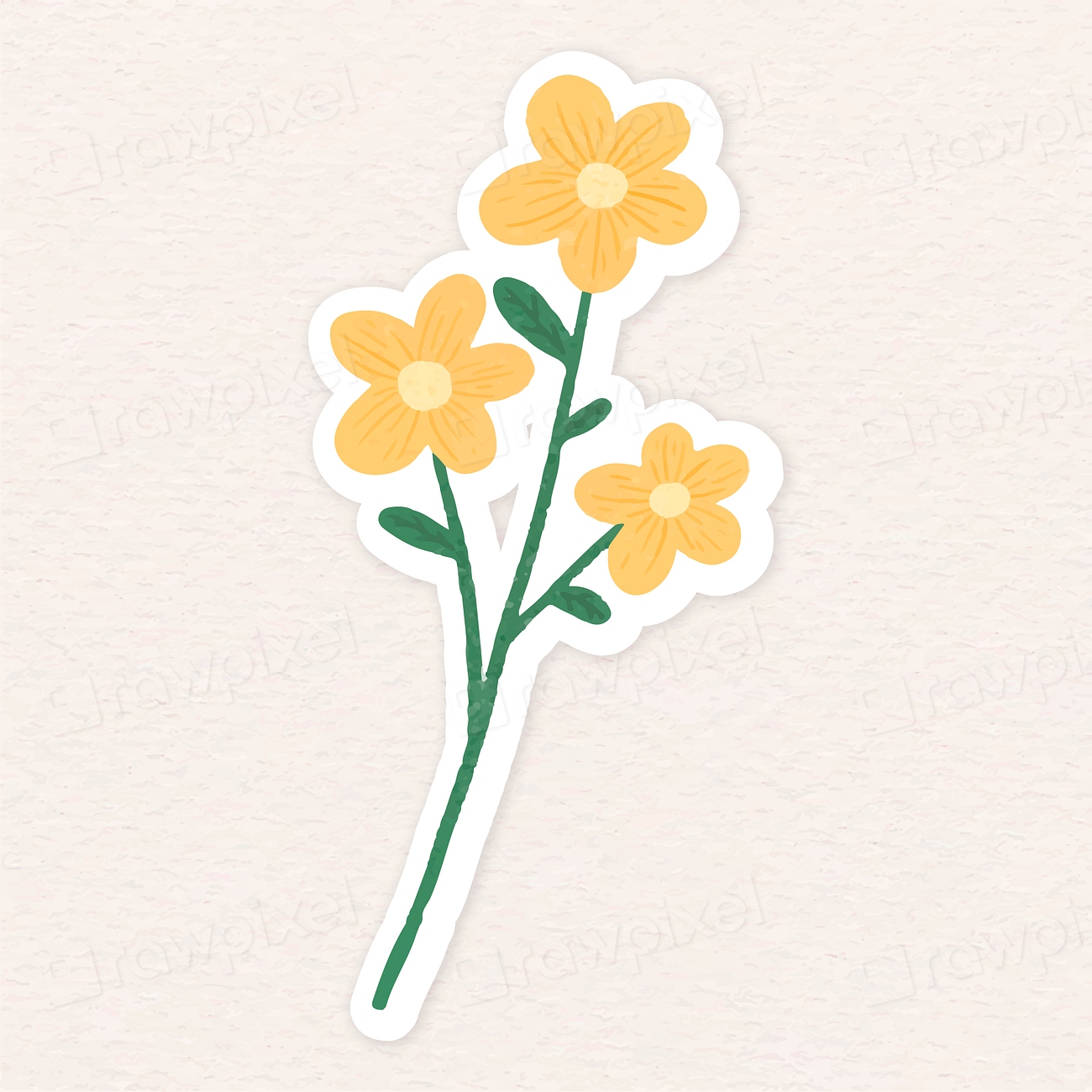 Yellow flowers sticker illustration | Premium PSD - rawpixel