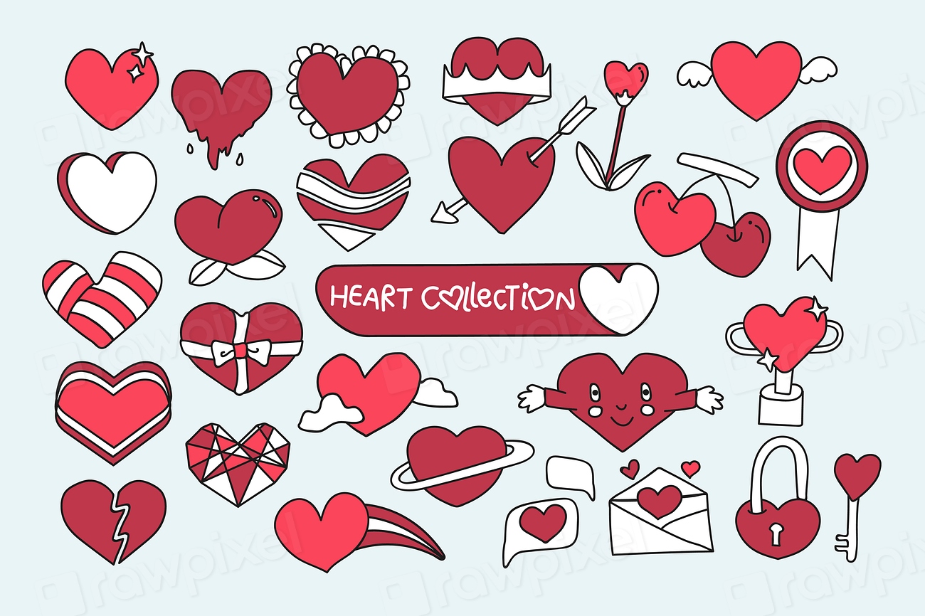 Red heart design collection vector | Free Vector - rawpixel